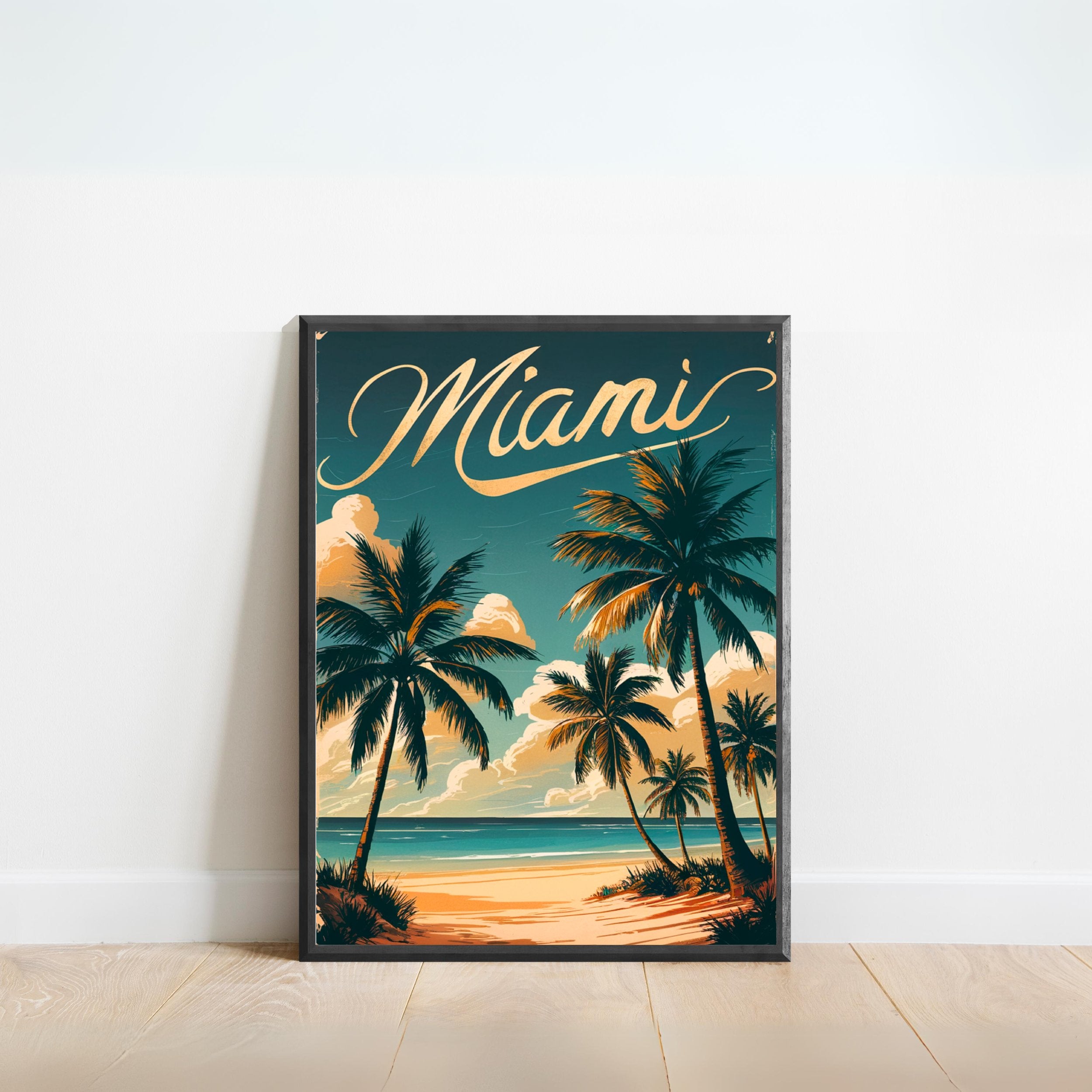 Miami Vintage Travel Poster - Oceanfront City – Travel Treasure Co