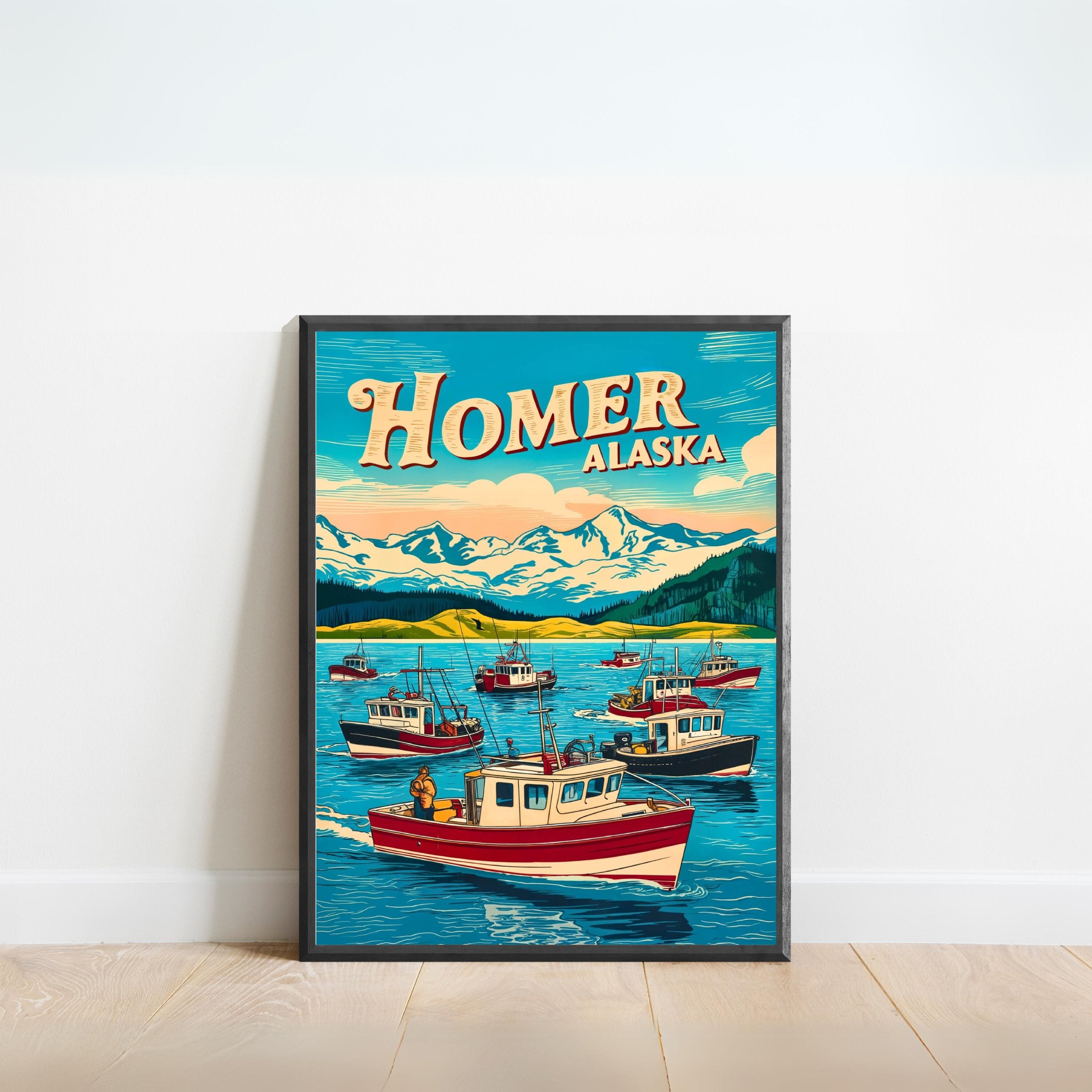 Homer Vintage Travel Poster - Halibut Fishing Capital of the World ...