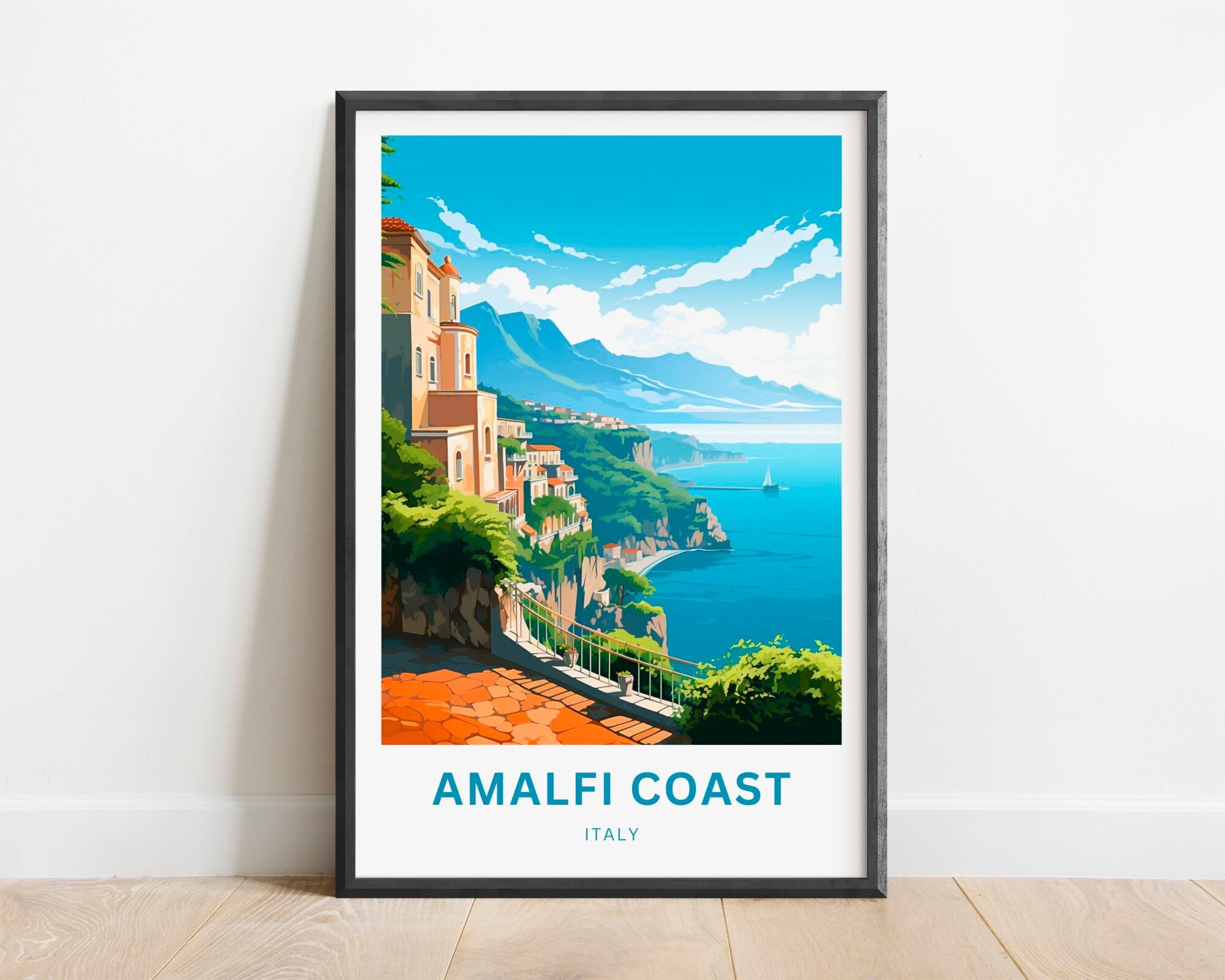 Amalfi Coast Travel Poster - Mediterranean Bliss – Travel Treasure Co