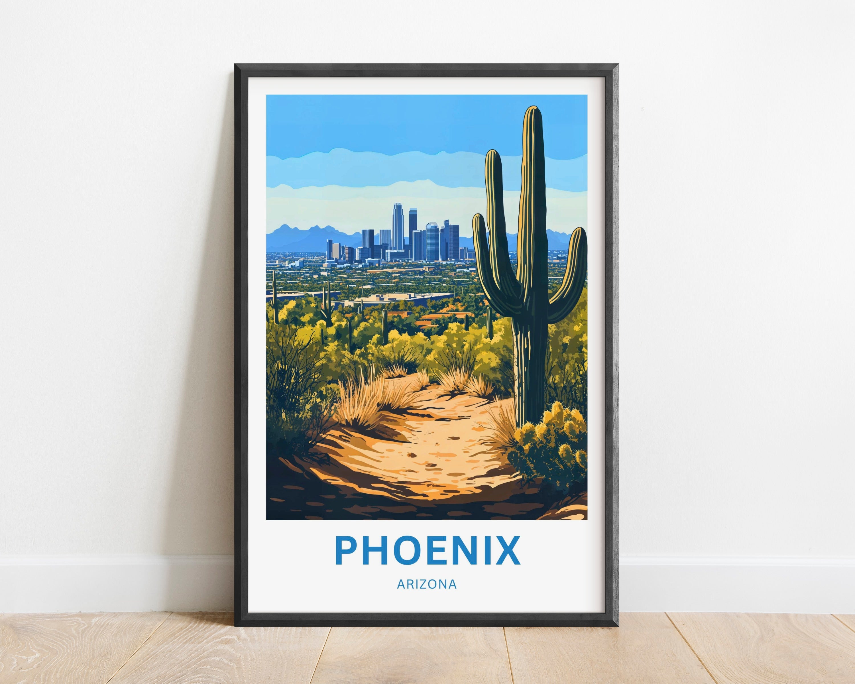 Phoenix Travel Poster - Arizona Desert Sun & Skyline – Travel Treasure Co
